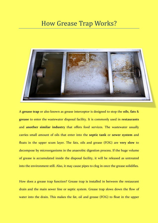 How Grease Trap Works? | PDF | Indoor Environmental Quality | Home & Garden