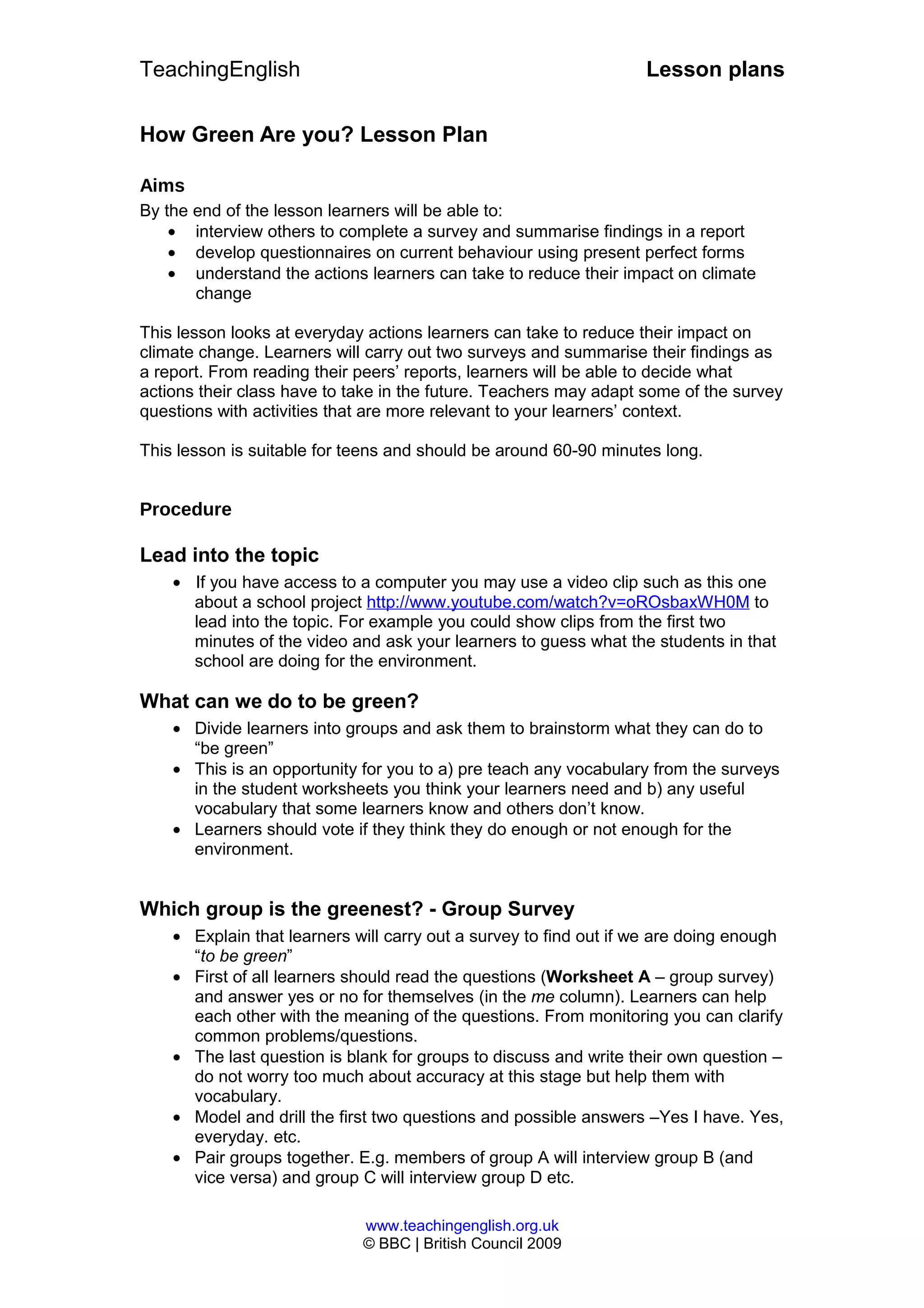 green are you lesson plan | PDF | Educational Assessment | Education