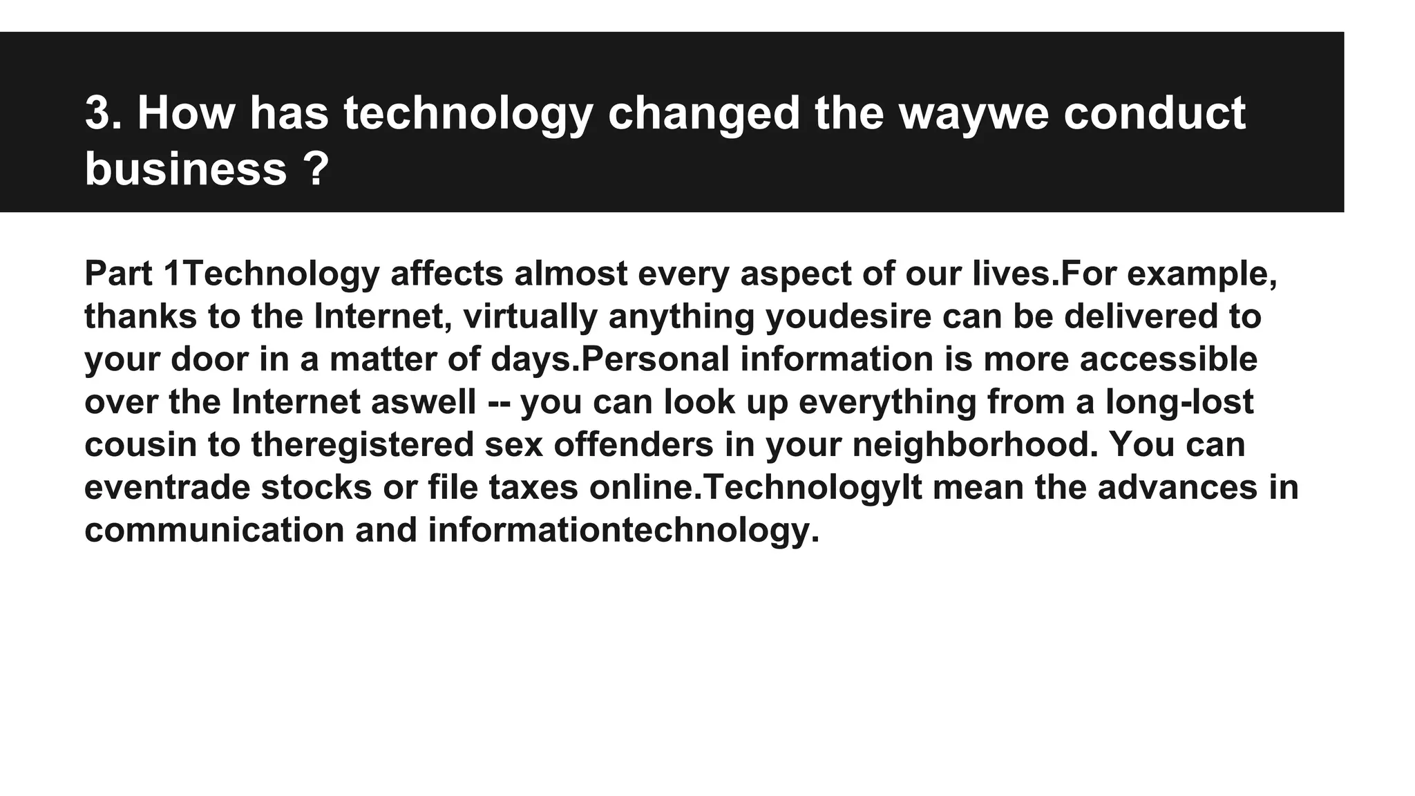 How has technology changed the way we conduct business | PPT
