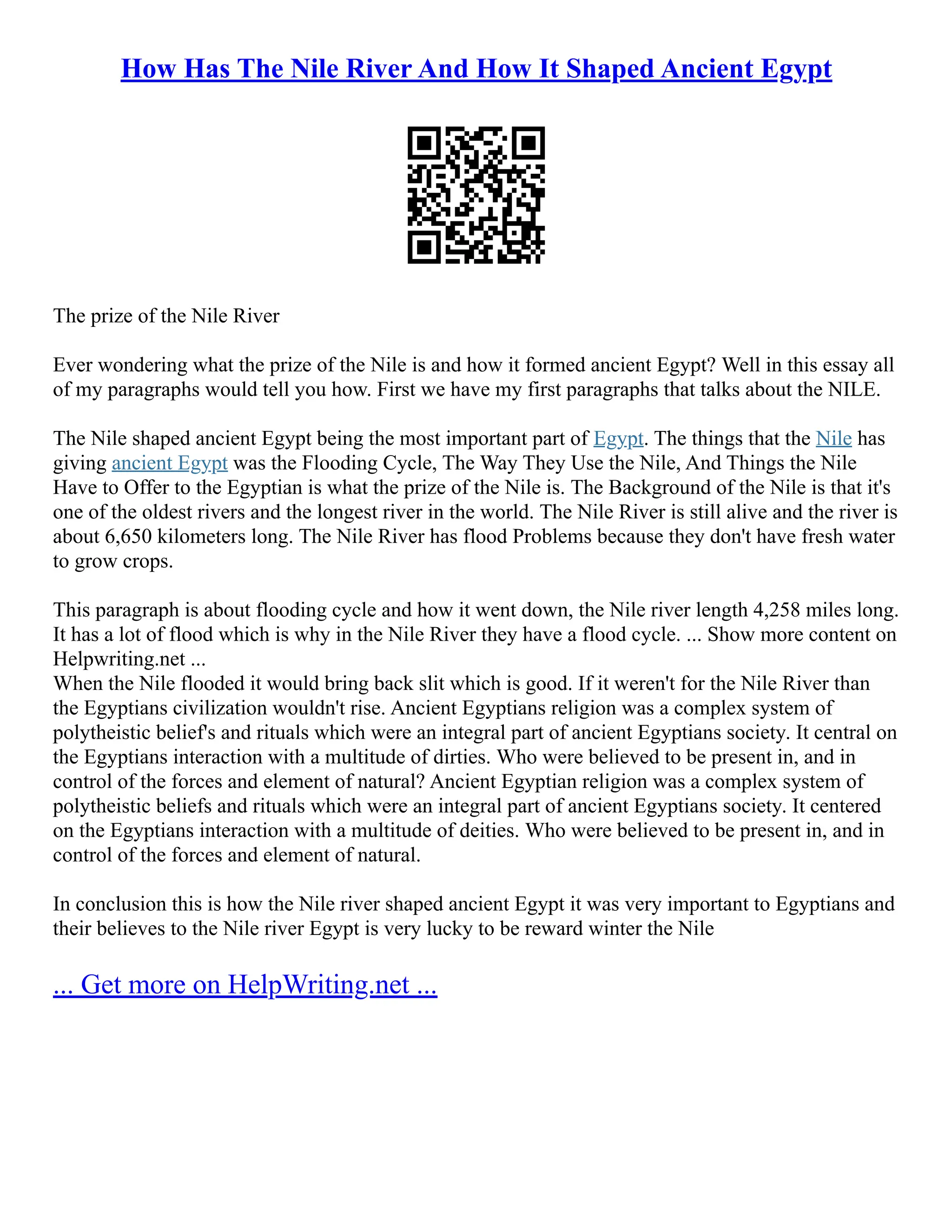 How Has The Nile River And How It Shaped Ancient Egypt | PDF