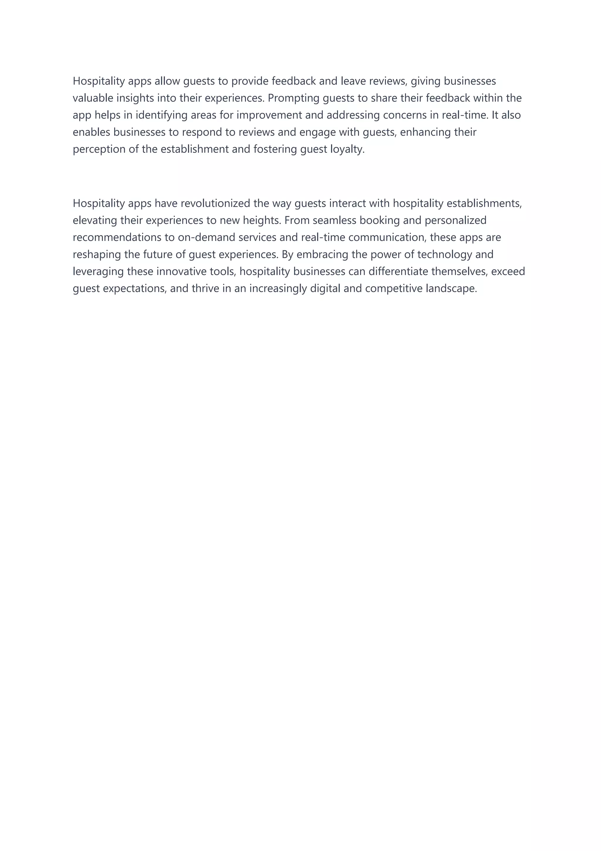 Enhancing Guest Experiences: The Future of Hospitality Apps | PDF