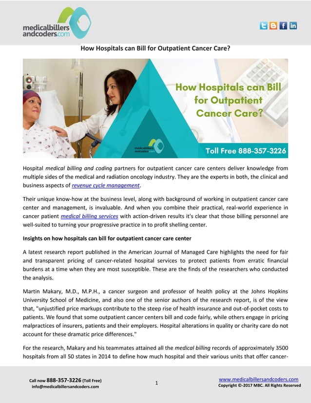 How hospitals can bill for outpatient cancer care | PDF