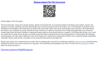 How Humans Impact The Ecosystem Essay | PPT