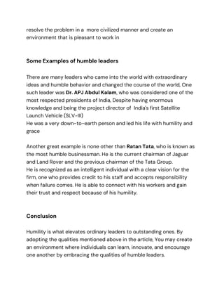 How Humility Makes the Best Leaders | PDF