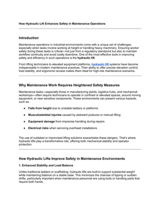 How Hydraulic Lift Enhances Safety in Maintenance Operations.docx