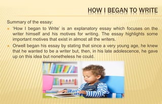 How I Began to Write | PPT