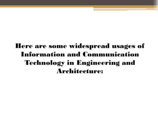 How ICT being used in engineering and architecture | PDF