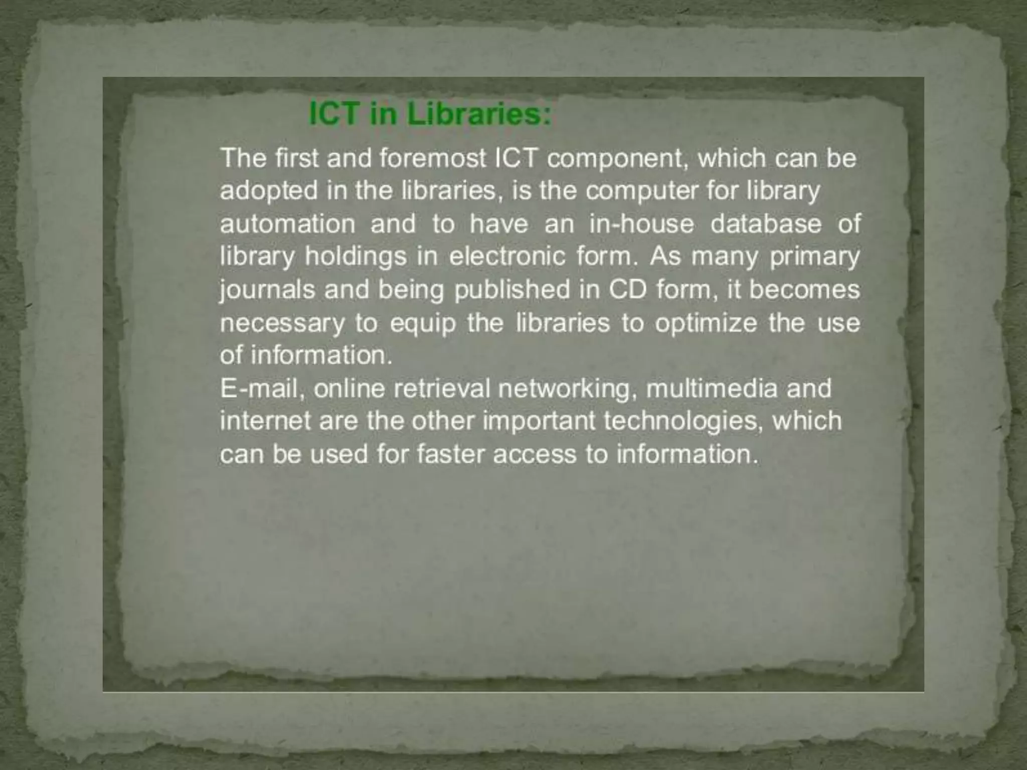 How ict used in libraries | PPT