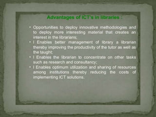 How ict used in libraries | PPT