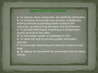 How ict used in libraries | PPT