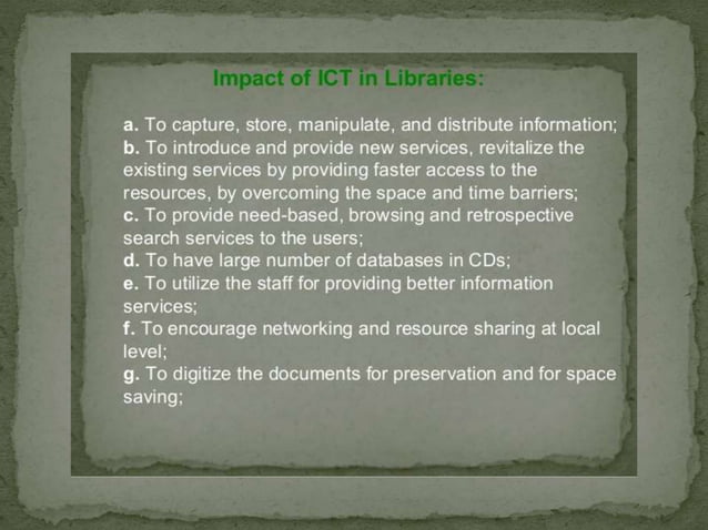 How ict used in libraries | PPT