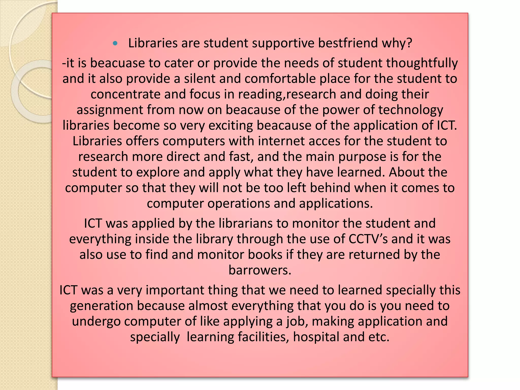 How ict used in libraries | PPTX