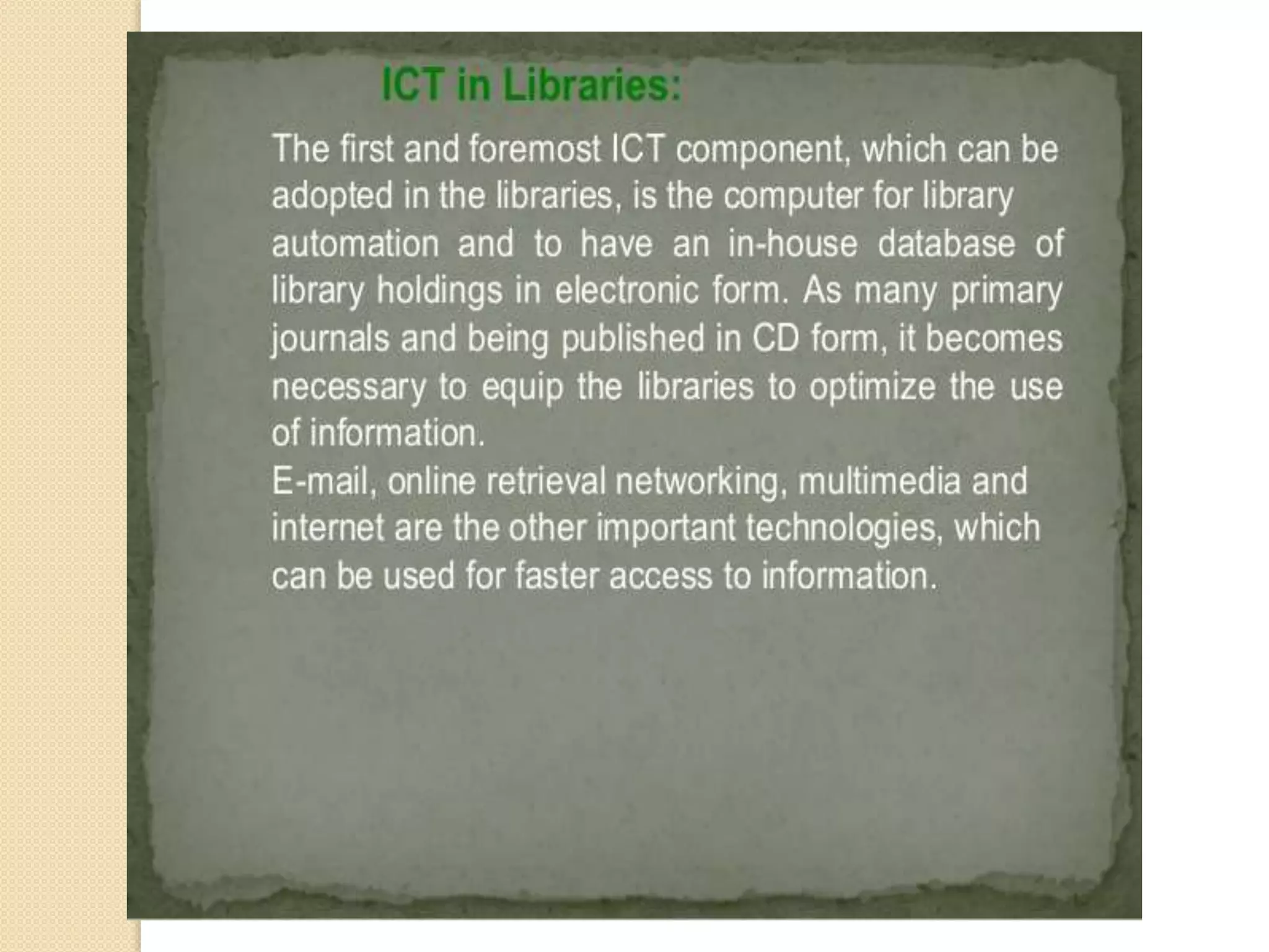 How ict used in libraries | PPTX