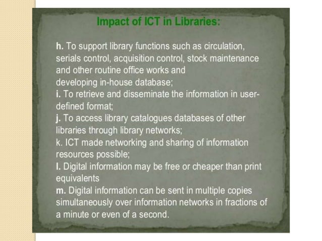 How ict used in libraries | PPTX
