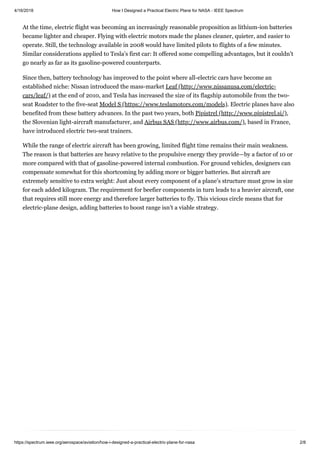 How i designed a practical electric plane for nasa ieee spectrum | PDF