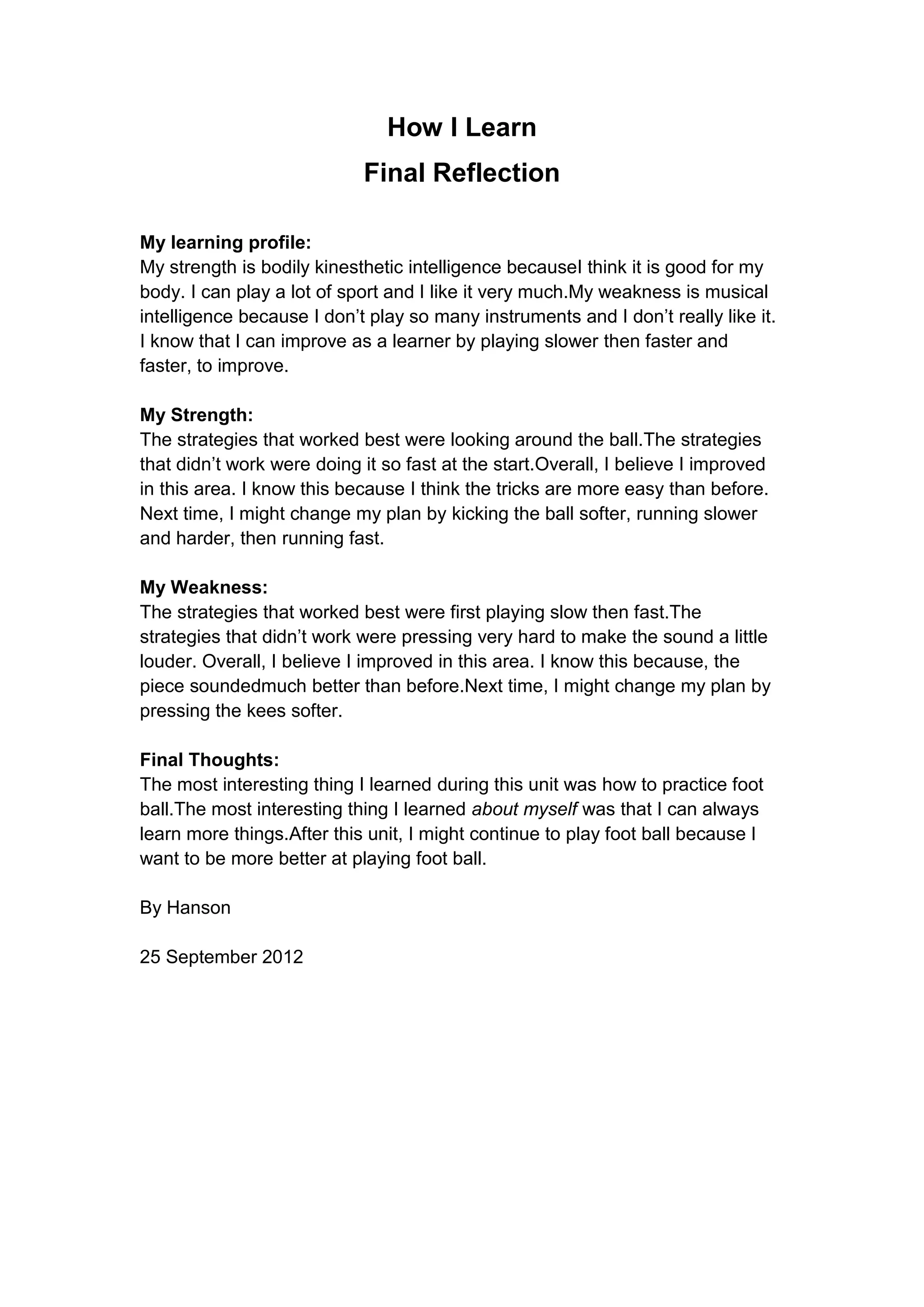 How i learn final reflection | DOCX