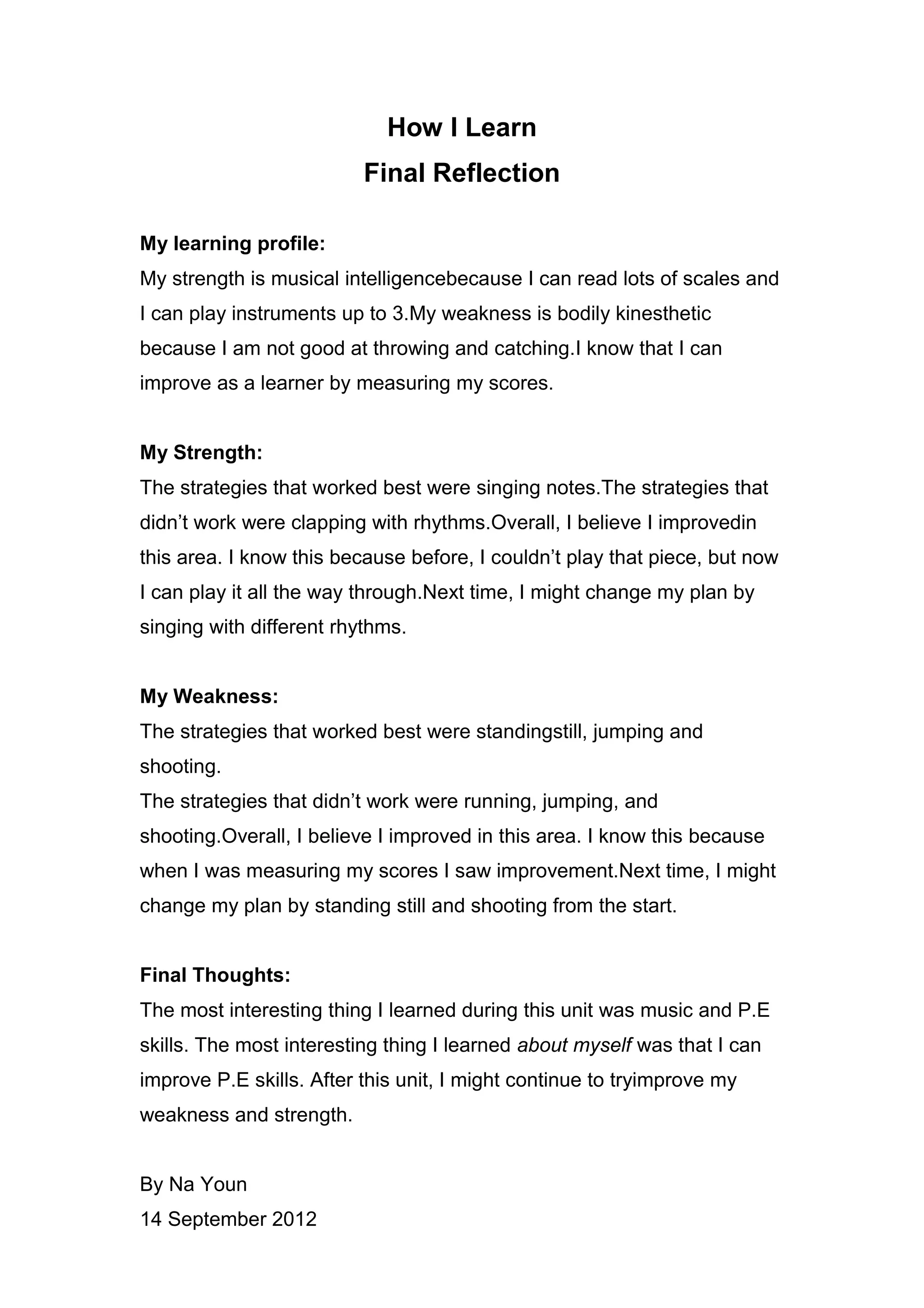 How i learn final reflection | DOCX