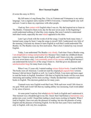 How i learned english long | PDF