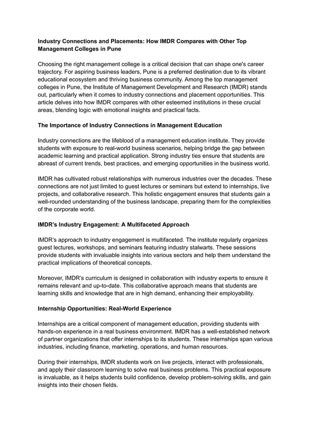 How IMDR Compares with Other Top Management Colleges in Pune.pdf