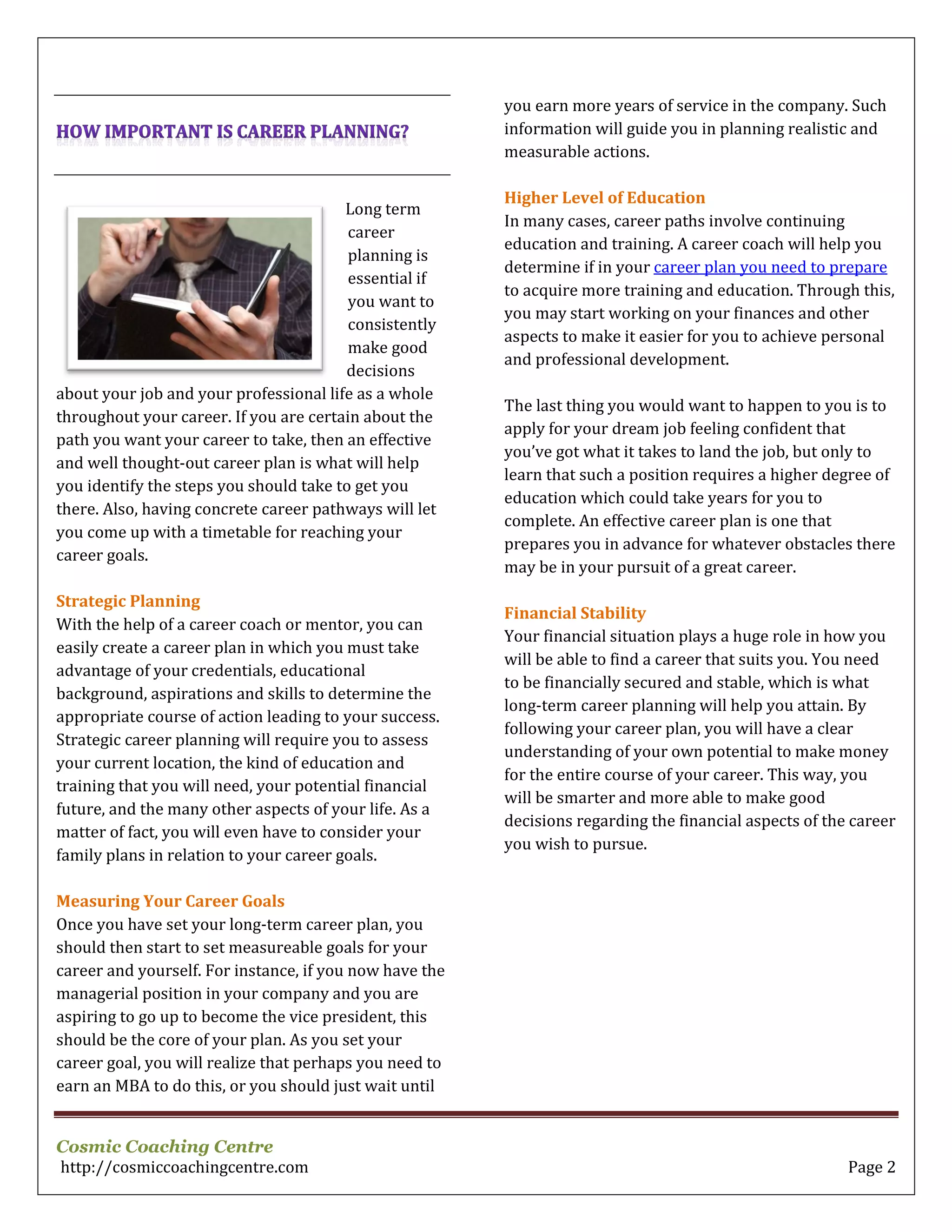 How important is career planning | PDF