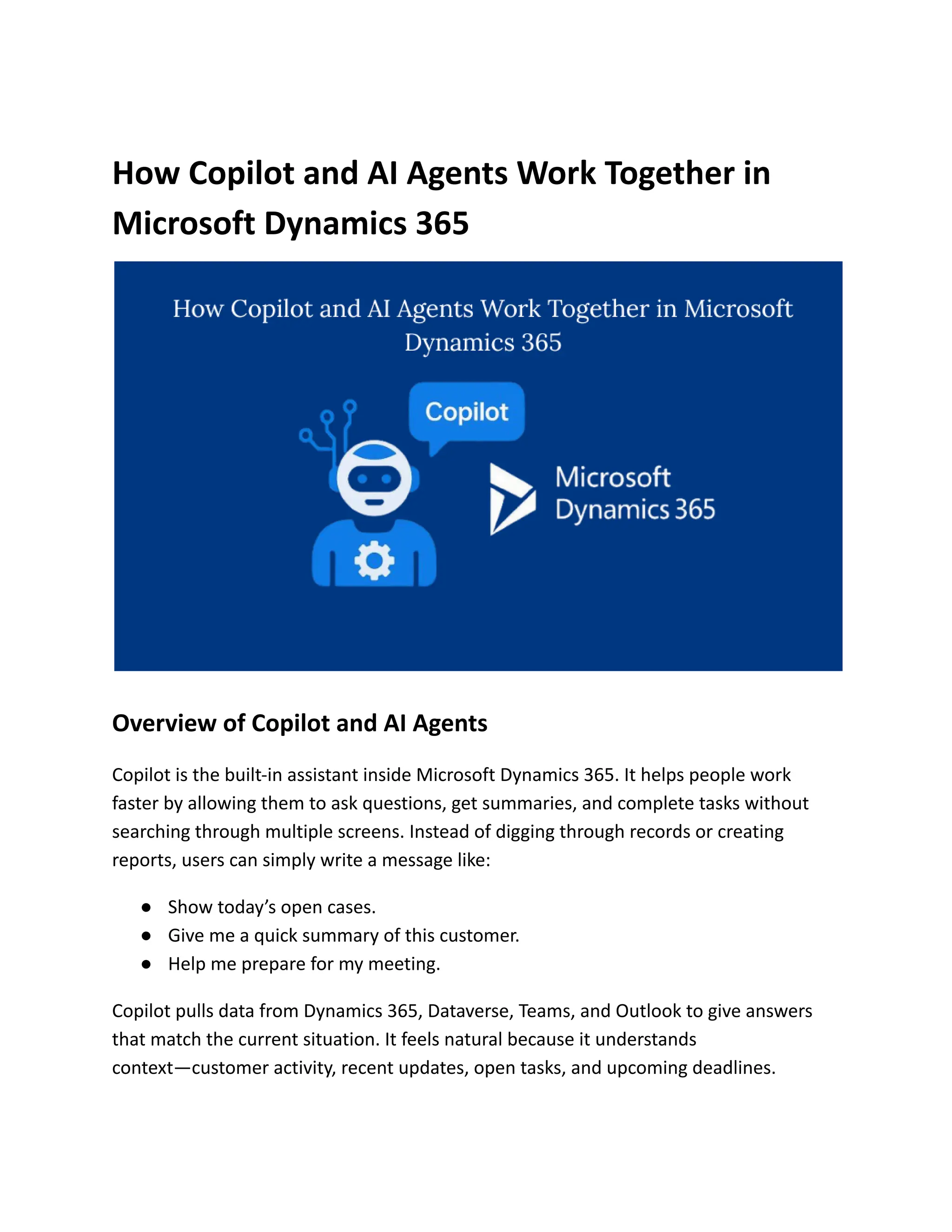 How Integrating Copilot and AI Agents in Microsoft Dynamics 365 | PDF