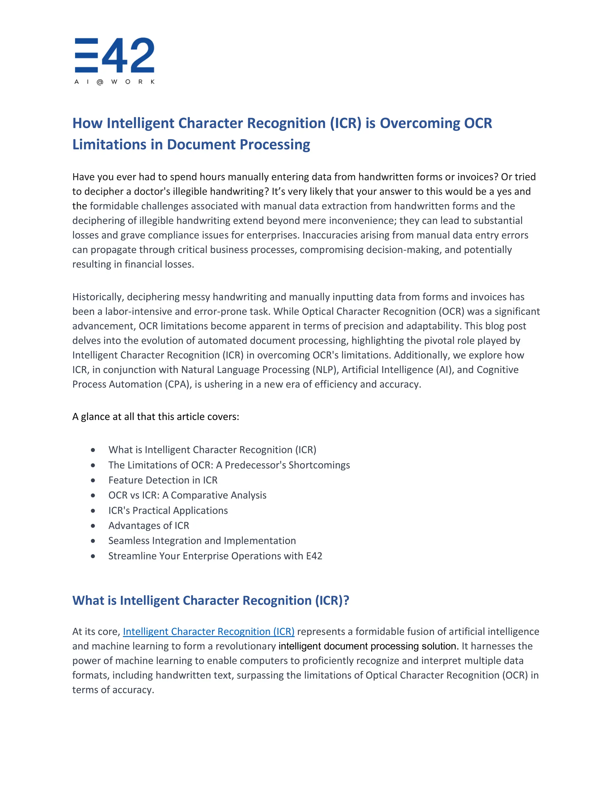How Intelligent Character Recognition (ICR) is Overcoming OCR ...