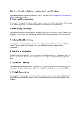 How Interlinking Learning Promotes Critical Thinking In Middle School ...