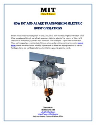 How IoT and AI Are Transforming Electric Hoist Operations | PDF