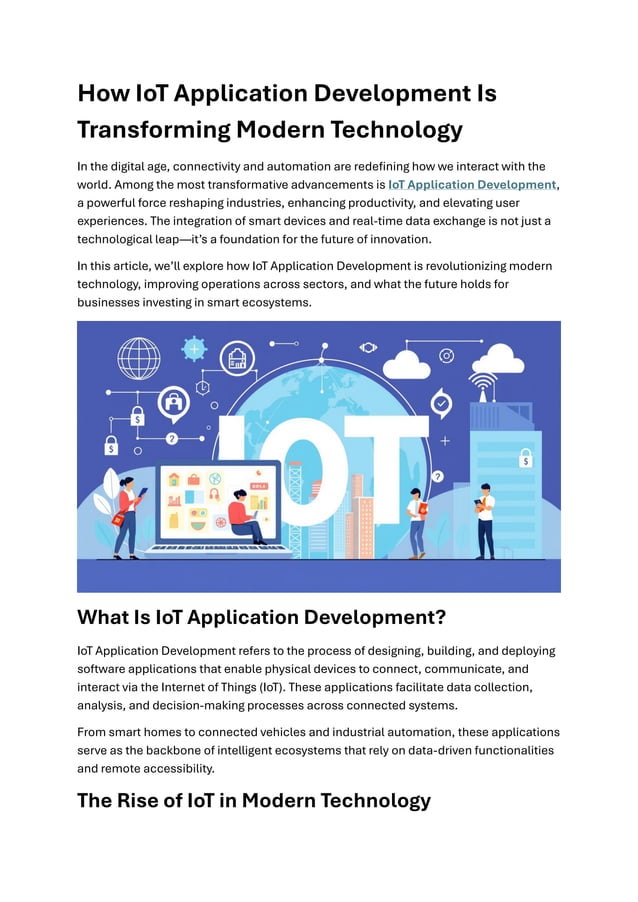 How IoT Application Development Is Transforming Modern Technology | PDF