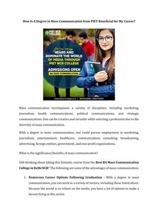 How Is A Degree In Mass Communication From PIET Beneficial For My ...