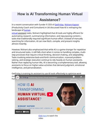 How is AI Transforming Human Virtual Assistance | PDF
