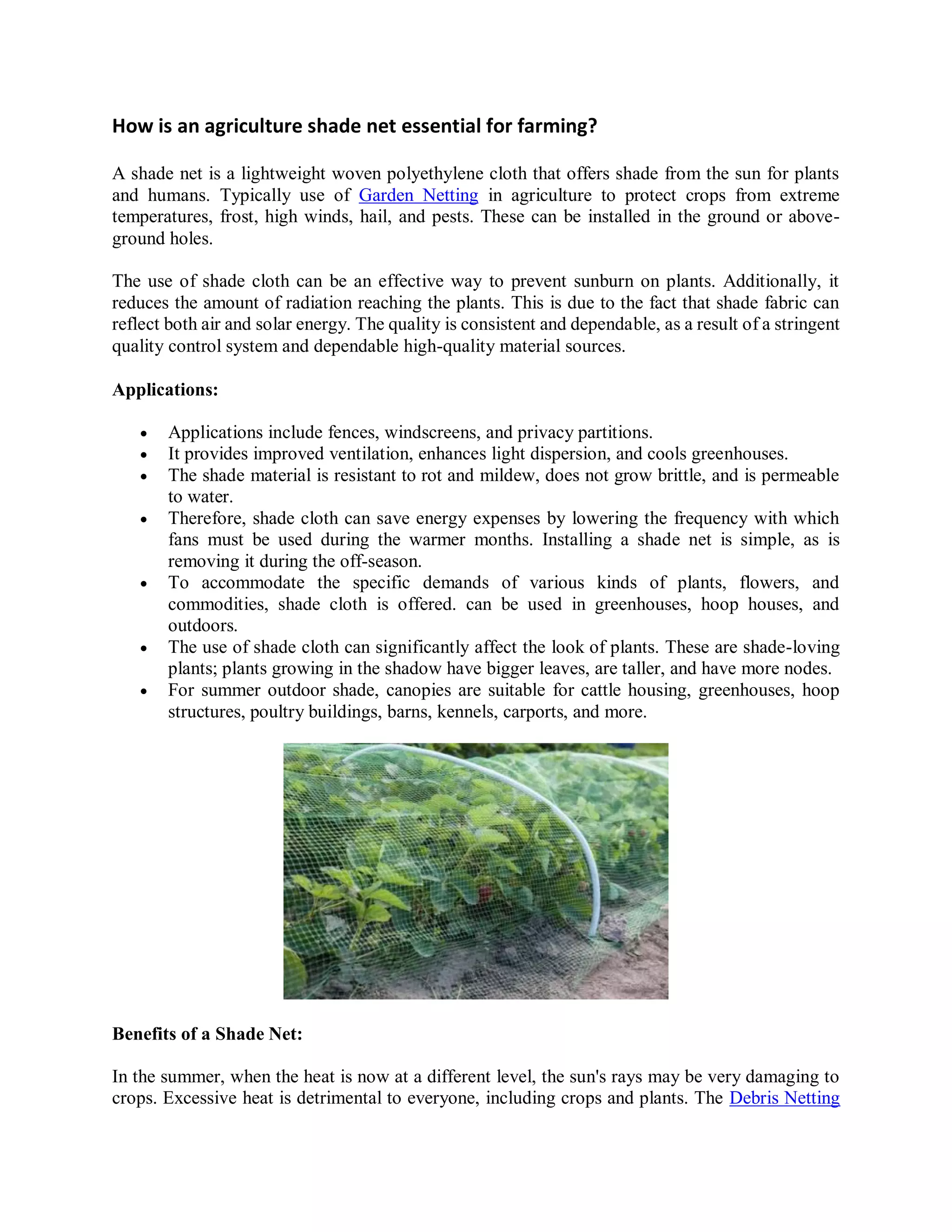 How is an agriculture shade net essential for farming.pdf