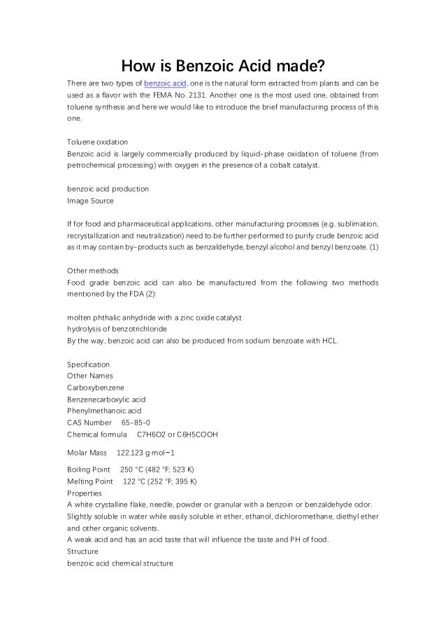 How is benzoic acid made | PDF