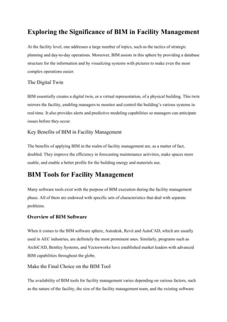 How is BIM Facilitating Facility Management Process 2024? | PDF
