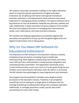 How is ERP Software Used in Educational Institutions.pdf | Professional School | Postgraduate ...