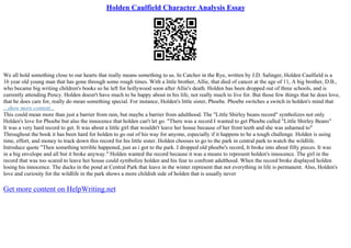 How Is Holden Caulfield Mentally Unstable | PDF