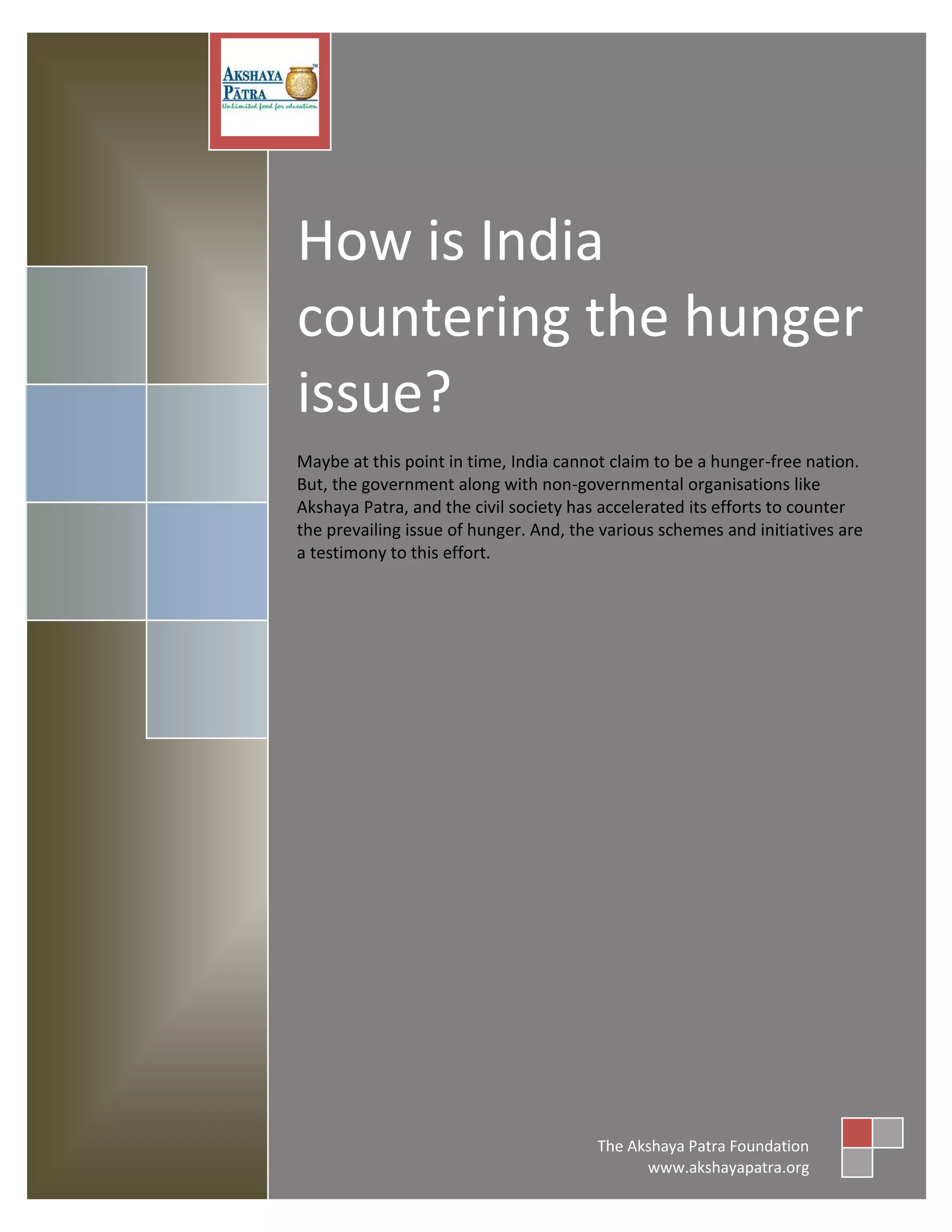How is india countering the hunger issue | PDF