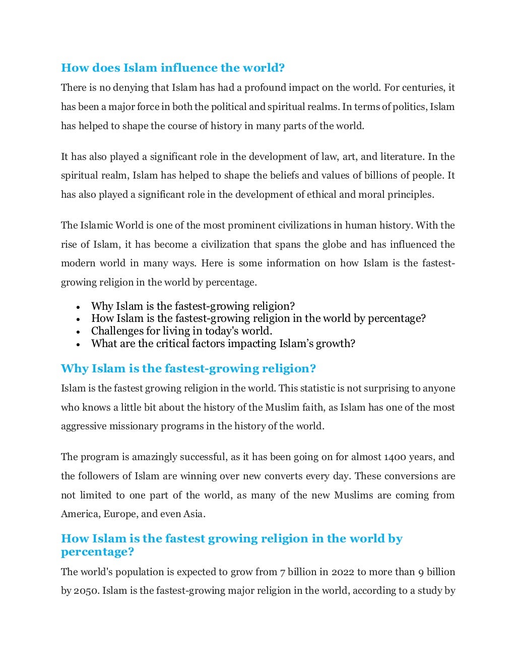 How Islam is the fastest growing religion in the world by percentage. | PDF