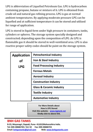 How is lpg stored? | PDF