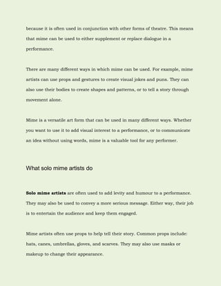 How is mime useful_ What Solo mime artist do. | PDF