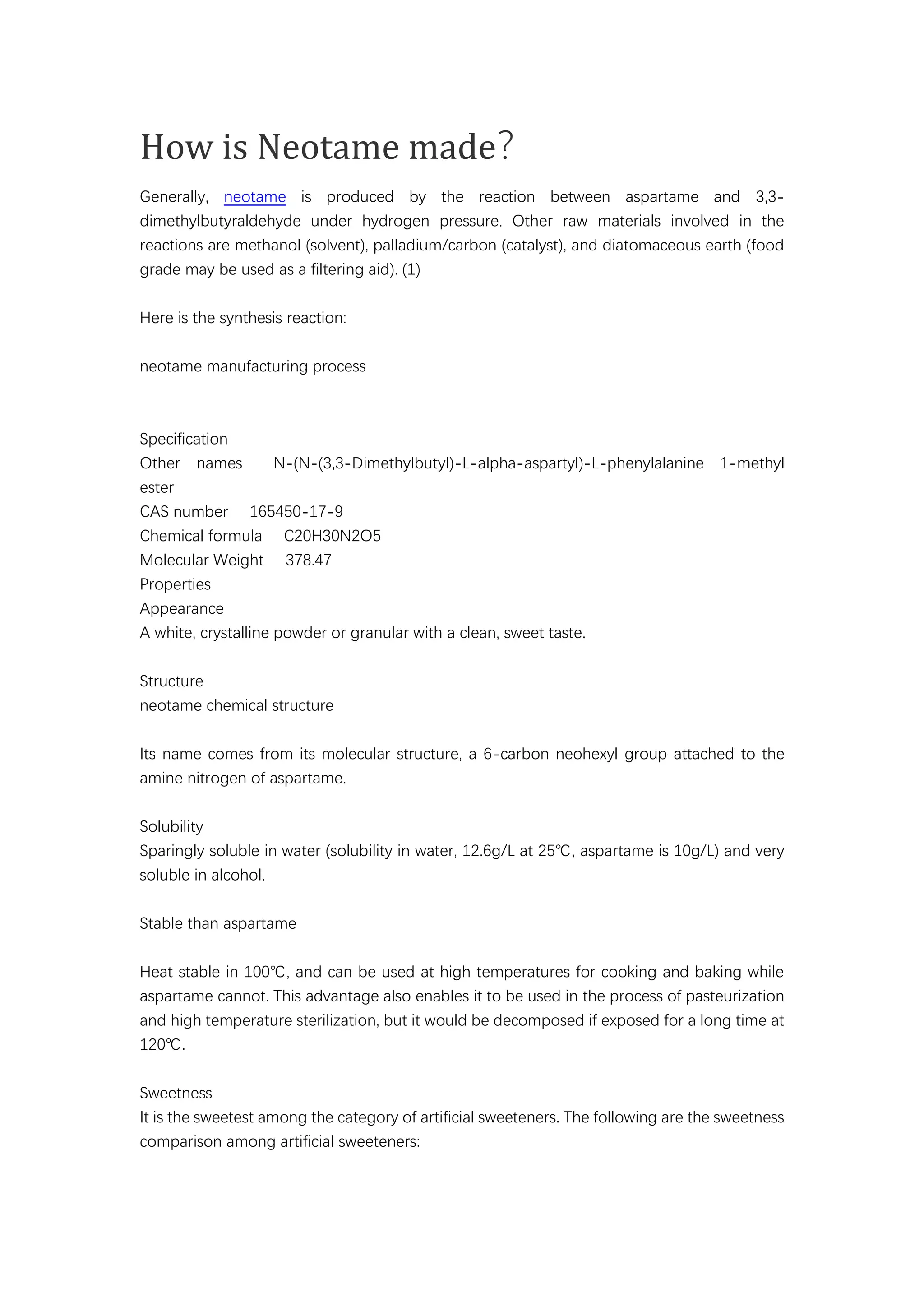 How is neotame made？ | PDF