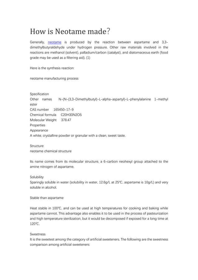 How is neotame made？ | PDF