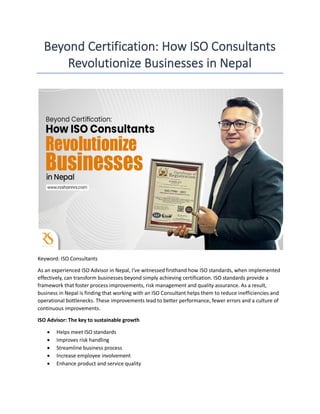 How ISO Consultants Revolutionize Businesses in Nepal.pdf