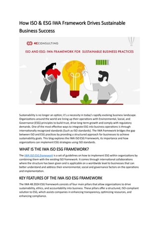 How ISO & ESG IWA Framework Drives Sustainable Business Success | PDF