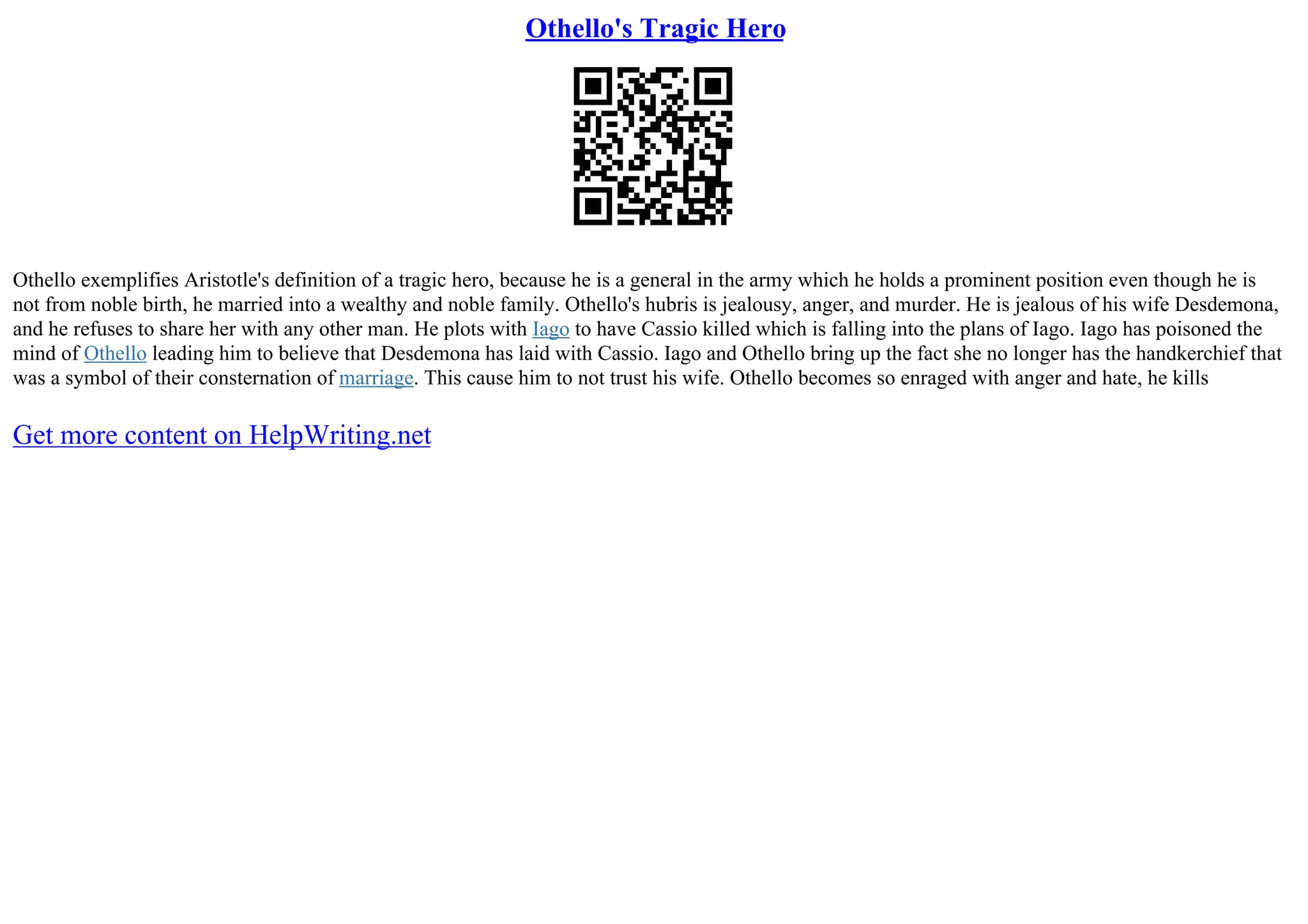 How Is Othello A Tragic Hero | PDF