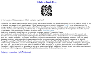 How Is Othello A Tragic Hero | PDF