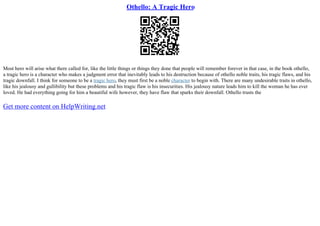 How Is Othello A Tragic Hero | PDF