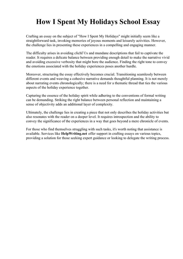 How I Spent My Holidays School Essay | PDF