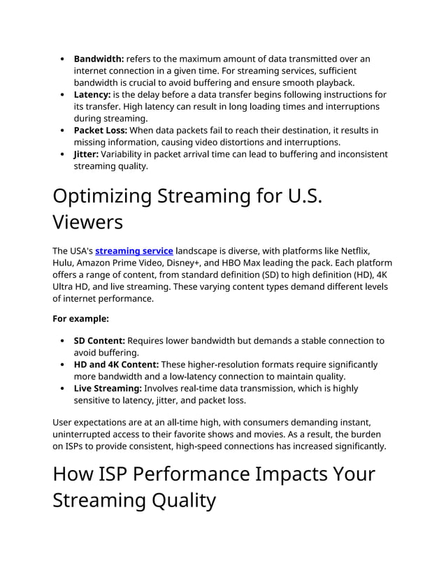 How Isp Performance Affects Streaming Services In Usadocx