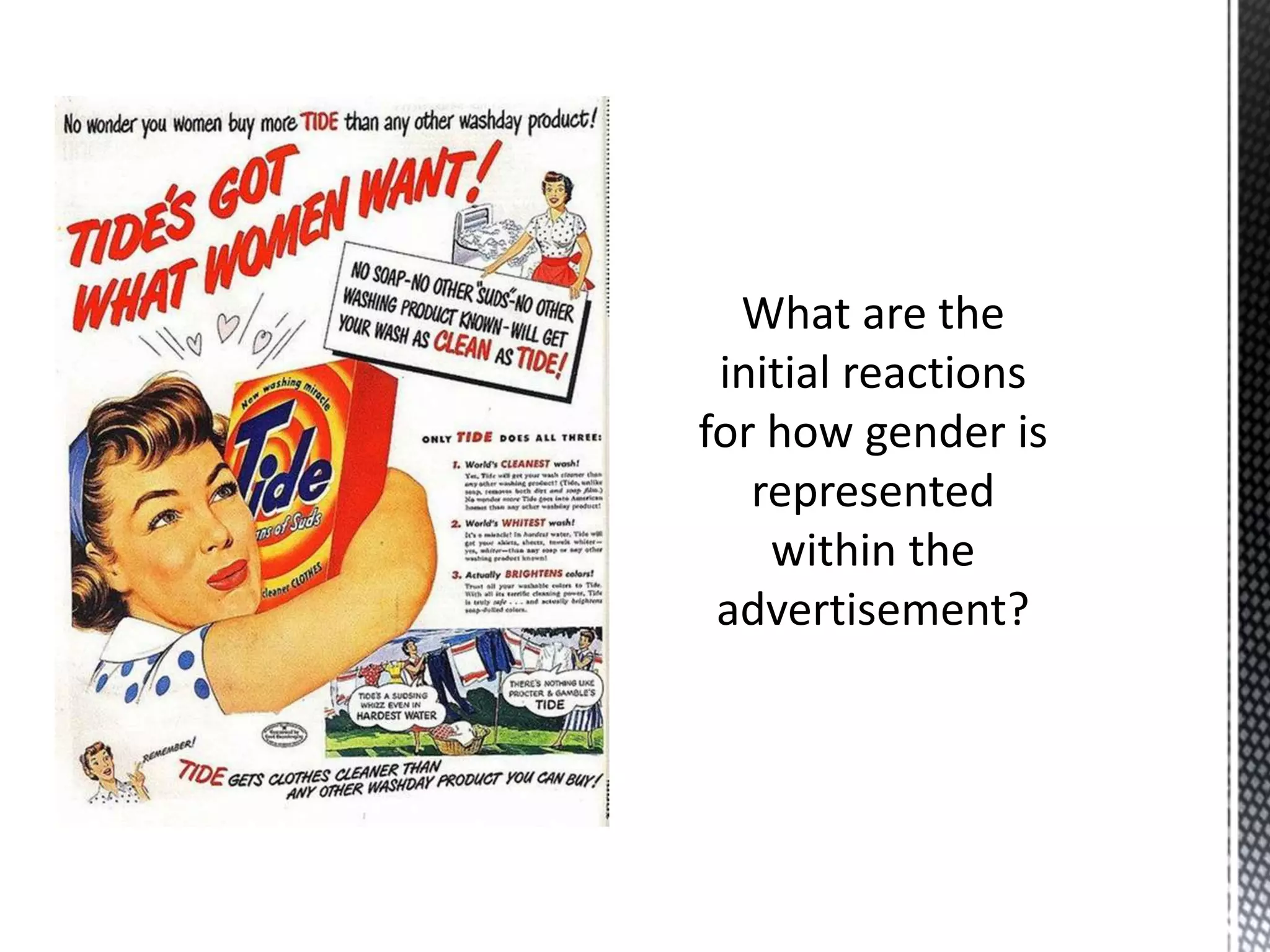 How is representation used within the Tide advertisement | PPT